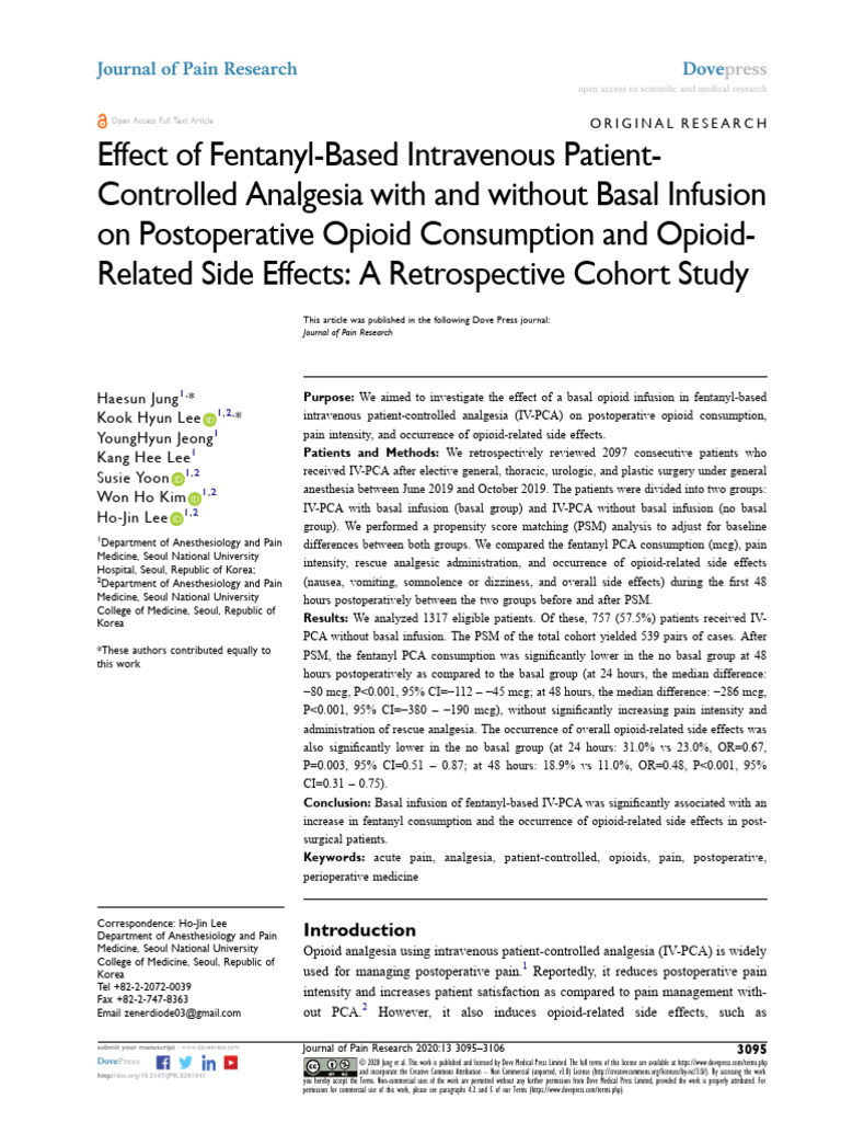 JPR 281041 Effect of Fentanyl Based Intravenous Patient Controlled Anal ...