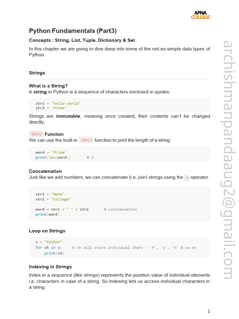 1-Python Fundamentals _Part3 (1) | PDF | String (Computer Science ...