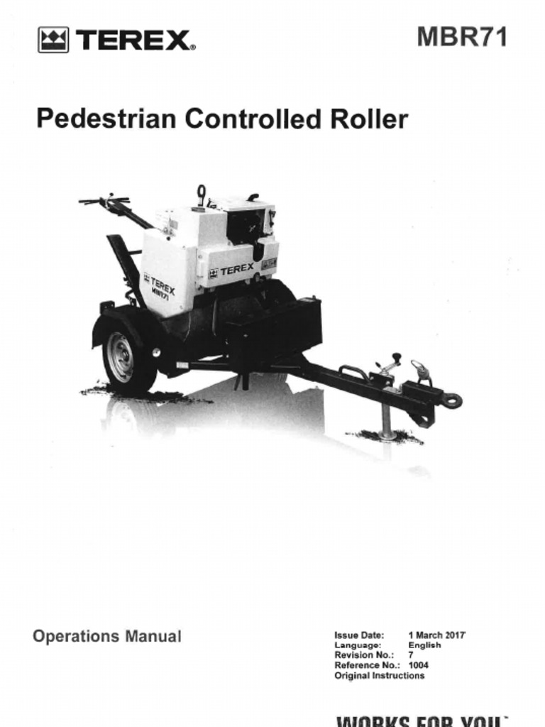 Terex MBR71 Pedestrian Single Drum Roller Instructions | PDF