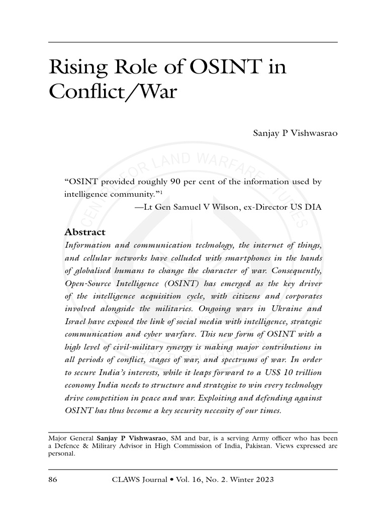 CJ - Winter 2023 1 98 112 | PDF | Military Intelligence | Internet Of ...