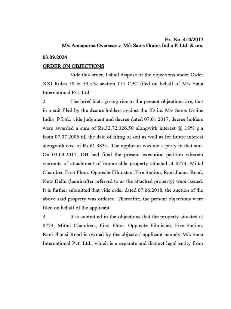 Order on Property Attachment Objections | PDF | Property Law | Civil ...