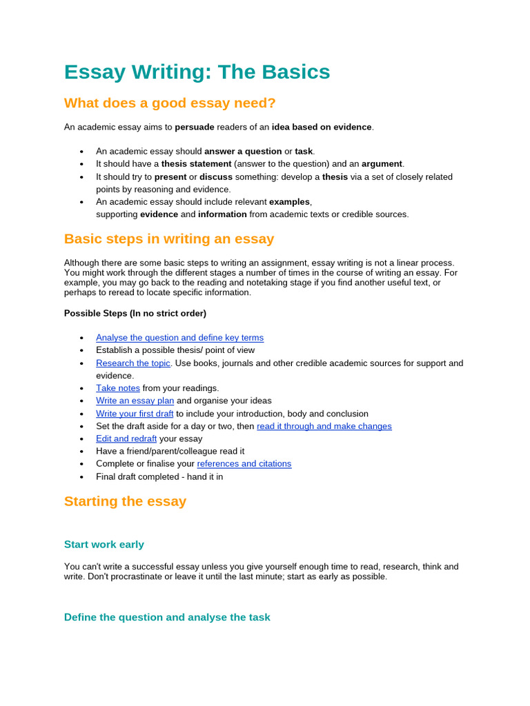 Essential Guide to Essay Writing Basics | PDF | Essays | Thesis