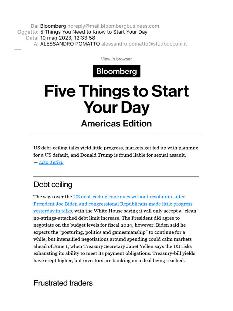 5 Things You Need to Know to Start Your Day | PDF | United States Debt ...