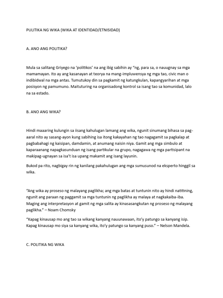 Politika NG Wika Cabiara | PDF