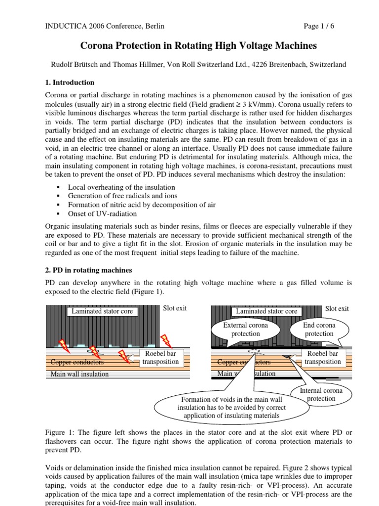 Corona Protection in Rotating High Voltage Machines | PDF | Insulator ...