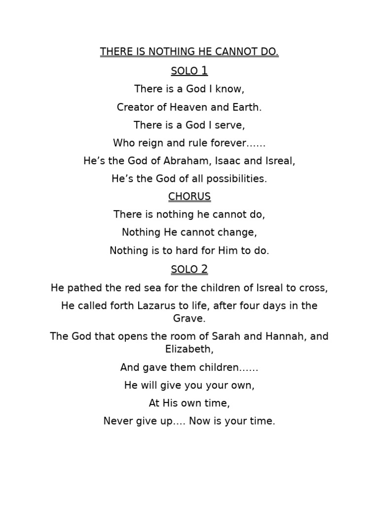There Is Nothing He Cannot Do | PDF