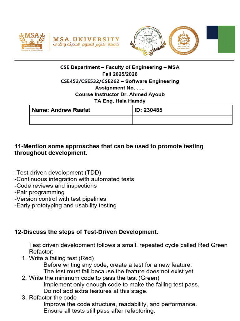 Assignment 4 Software Engineering | PDF