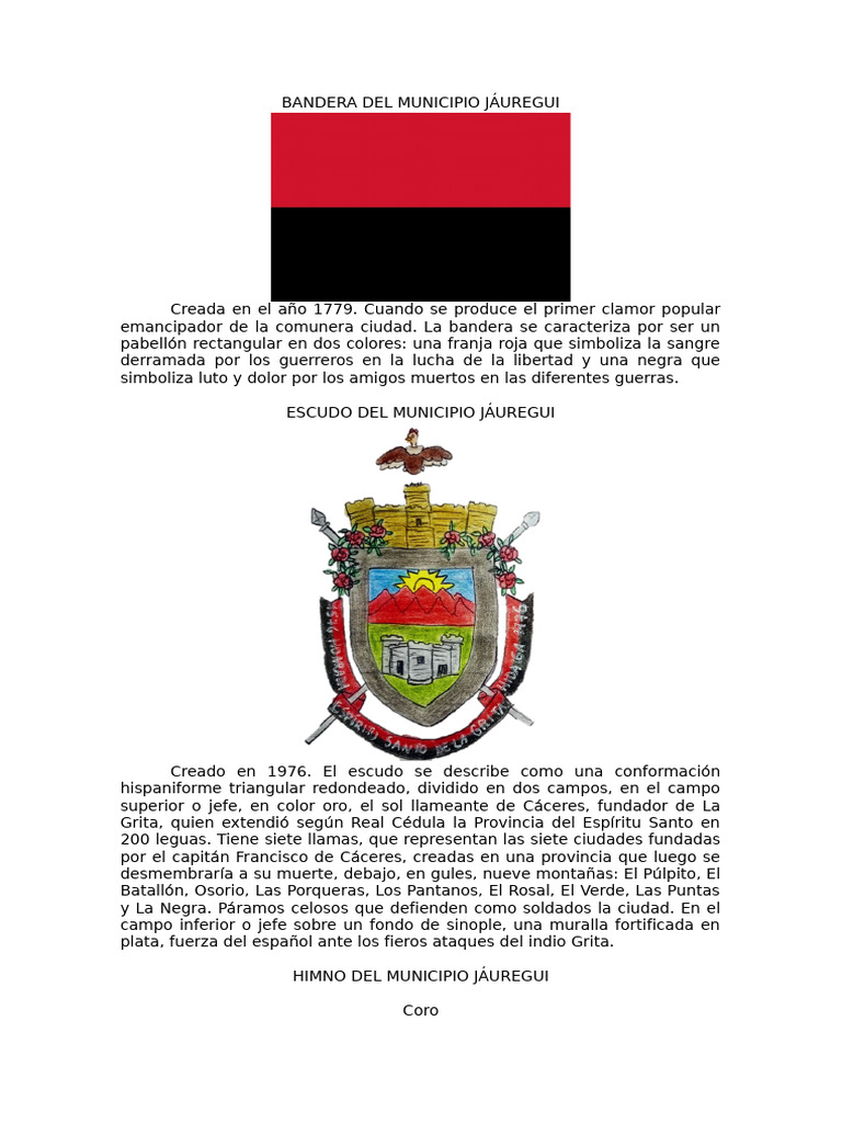 Símbolos Patrios de Jáuregui | PDF