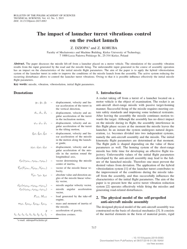 Turret Vibration Control in Rocket Launch | PDF | Acceleration | Kinematics
