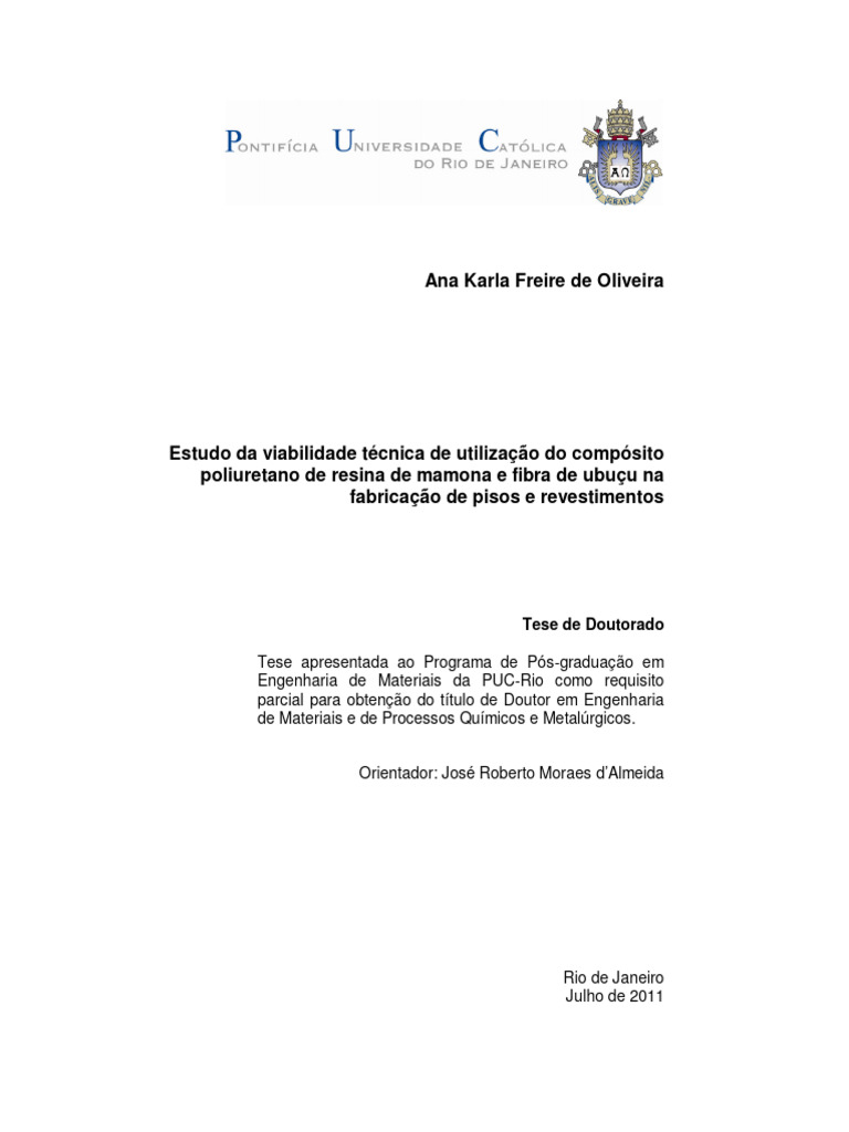 Estudo Da Viabilidade Técnica de Utilização Do Compósito Poliuretano de ...
