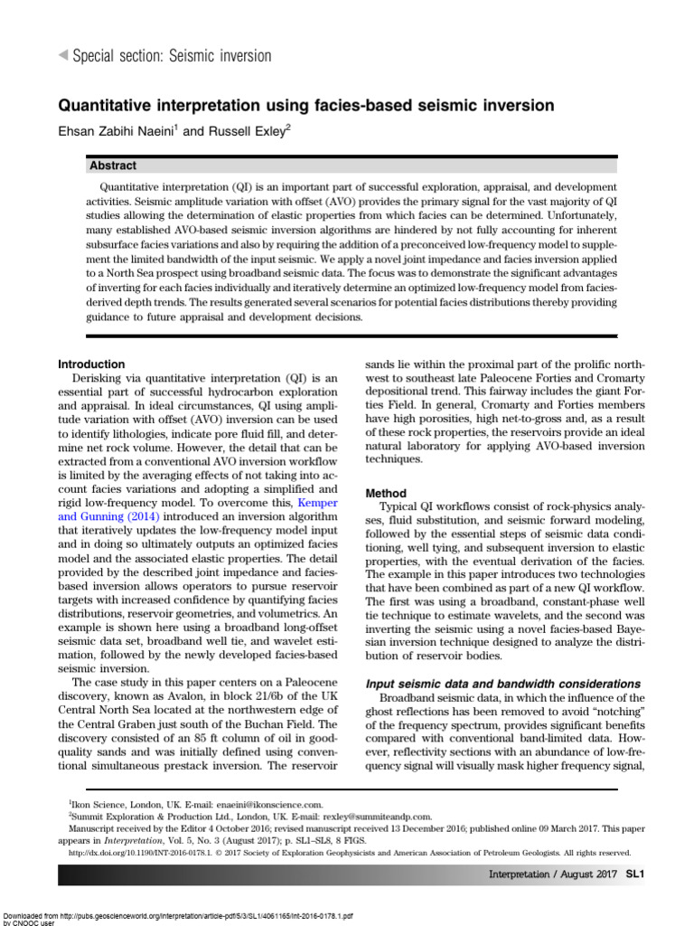 Quantitative Interpretation Using Facies-Based Seismic Inversion | PDF ...