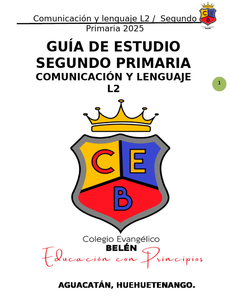 1. GUÍA, Comunicación y Lenguaje L2 SEGUNDO 2025 | PDF | Alfabeto ...