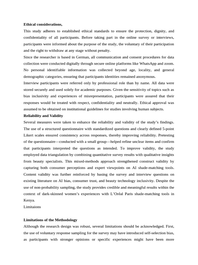 Ethical Considerations | PDF | Survey Methodology | Validity (Statistics)
