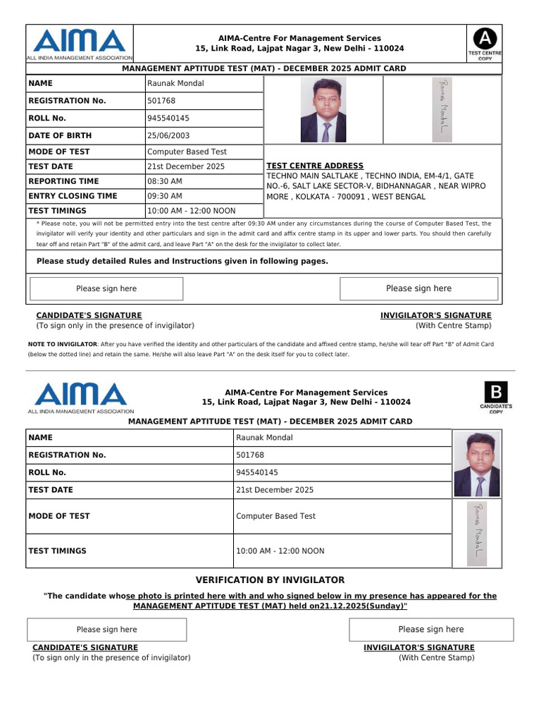 CBT_Admit_Card_21_December_2025_501768 | PDF | Identity Document