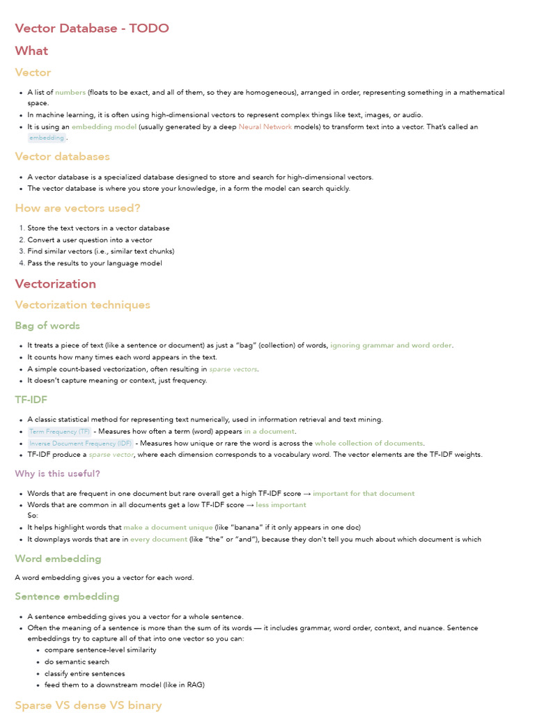 Vector Database - ToDO | PDF | Information Science | Information Retrieval