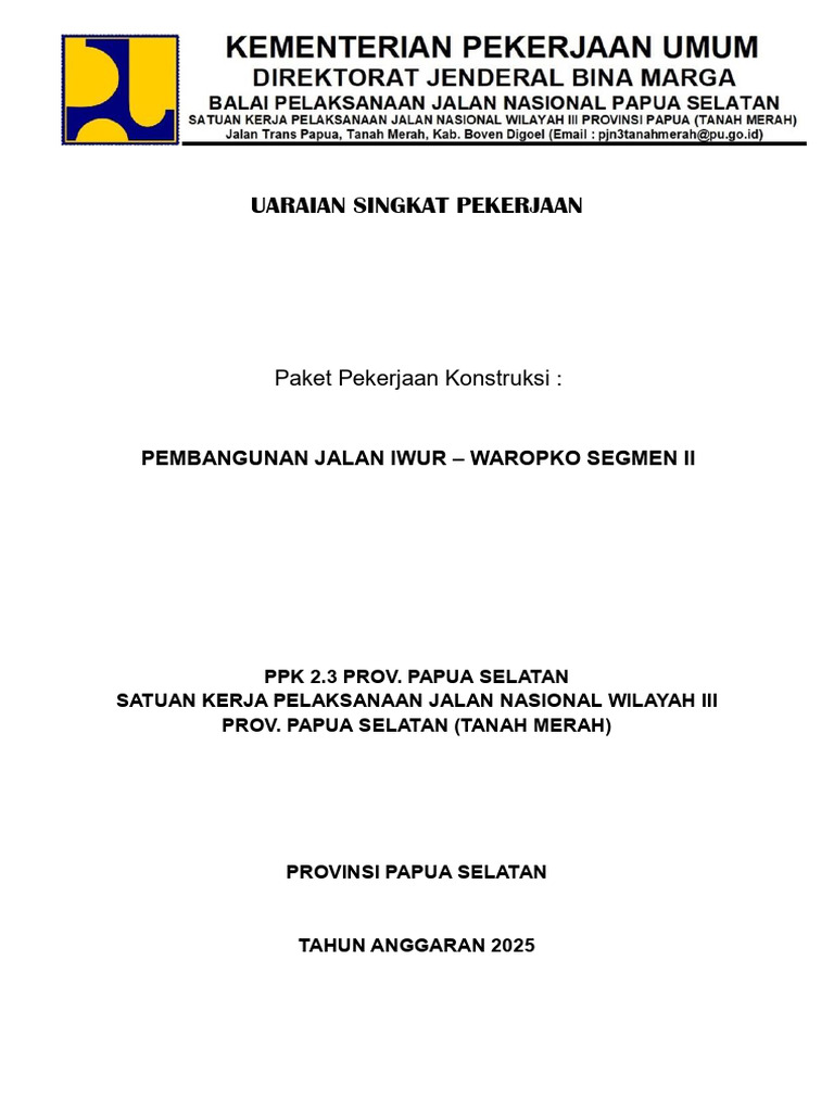 URAIAN+SINGKAT+PEKERJAAN+PEMB.+JALAN+IW+SEGMEN+II (2) | PDF