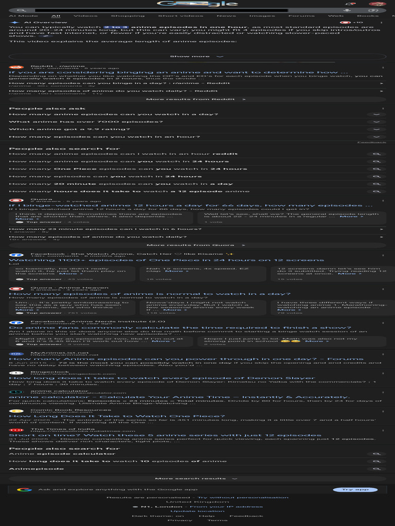 How Many Anime Episodes Can I Watch in An Hour - Google Search | PDF