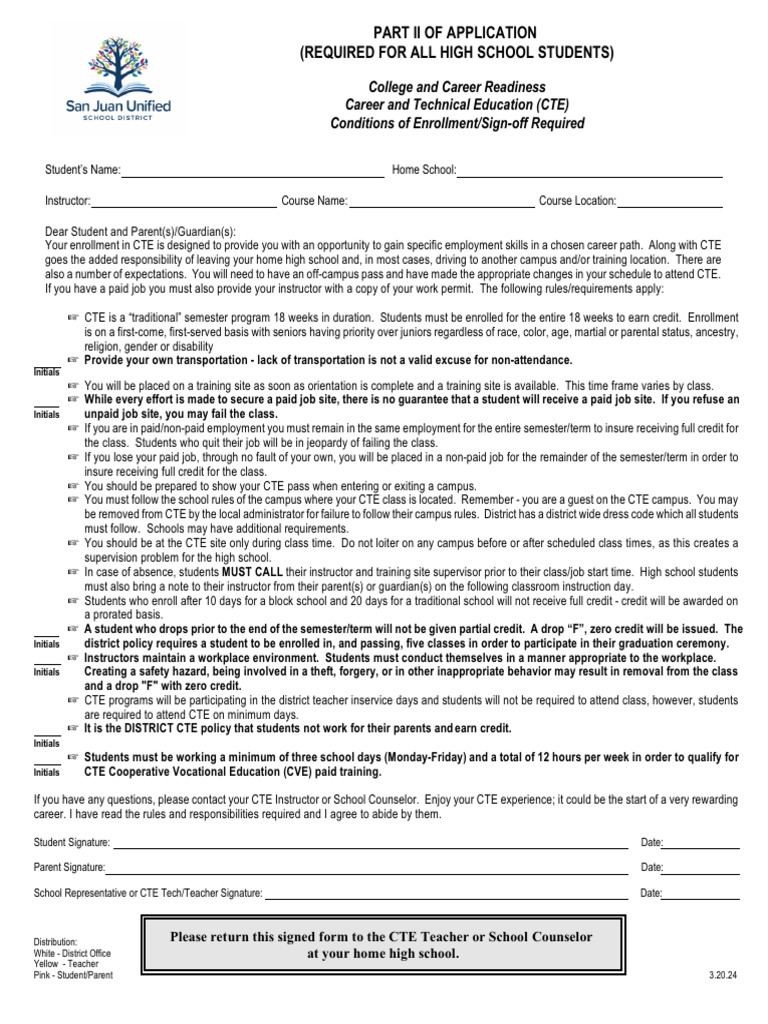 Form #2 Conditions of Enrollments W-Initials - Fillable 8-26-24 | PDF ...