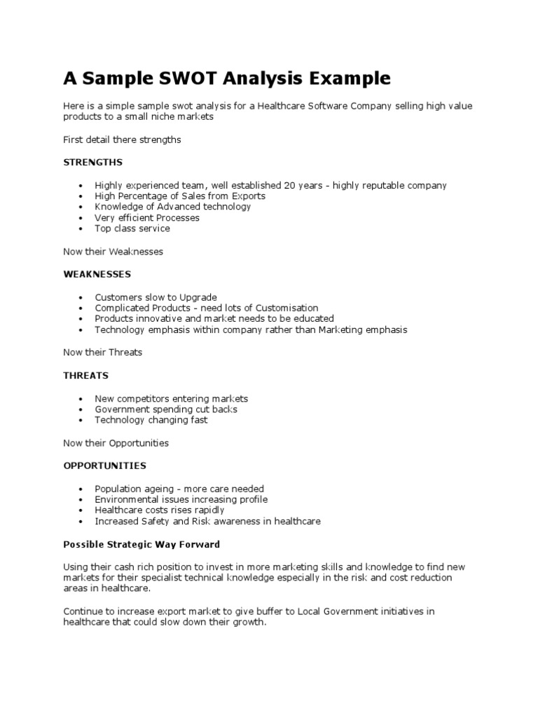 A Sample SWOT Analysis Example | PDF | Swot Analysis | Microsoft