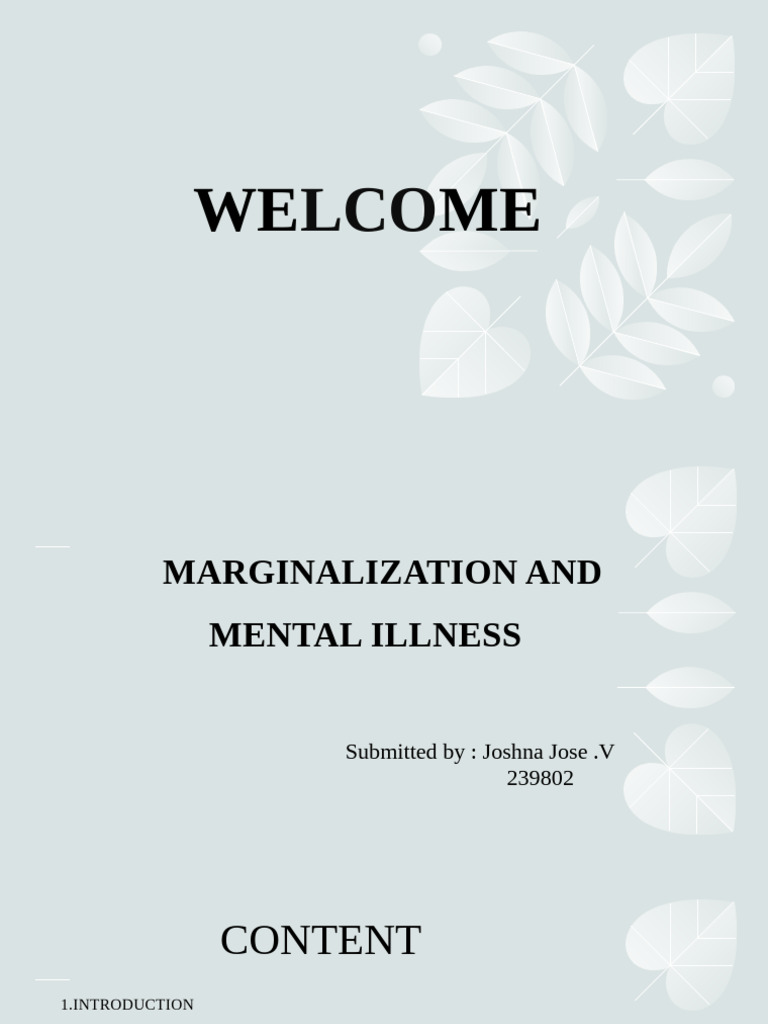 JOSH Marginalization | PDF | Mental Health | Social Exclusion