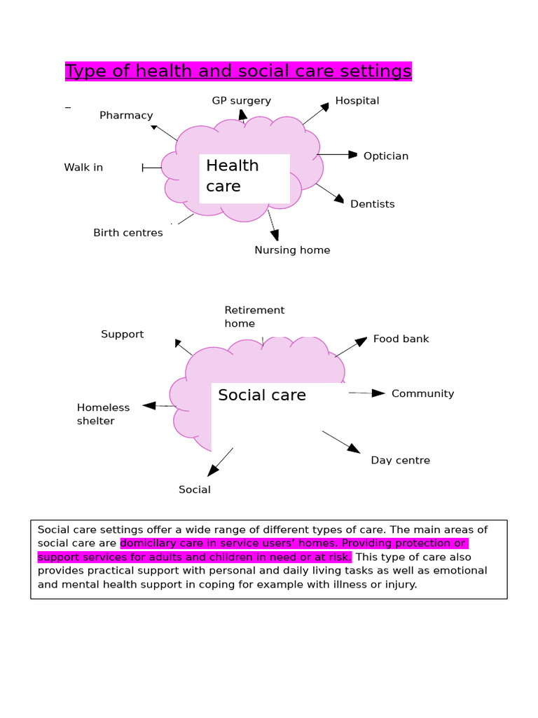 Types of Health and Social Care Settings | PDF