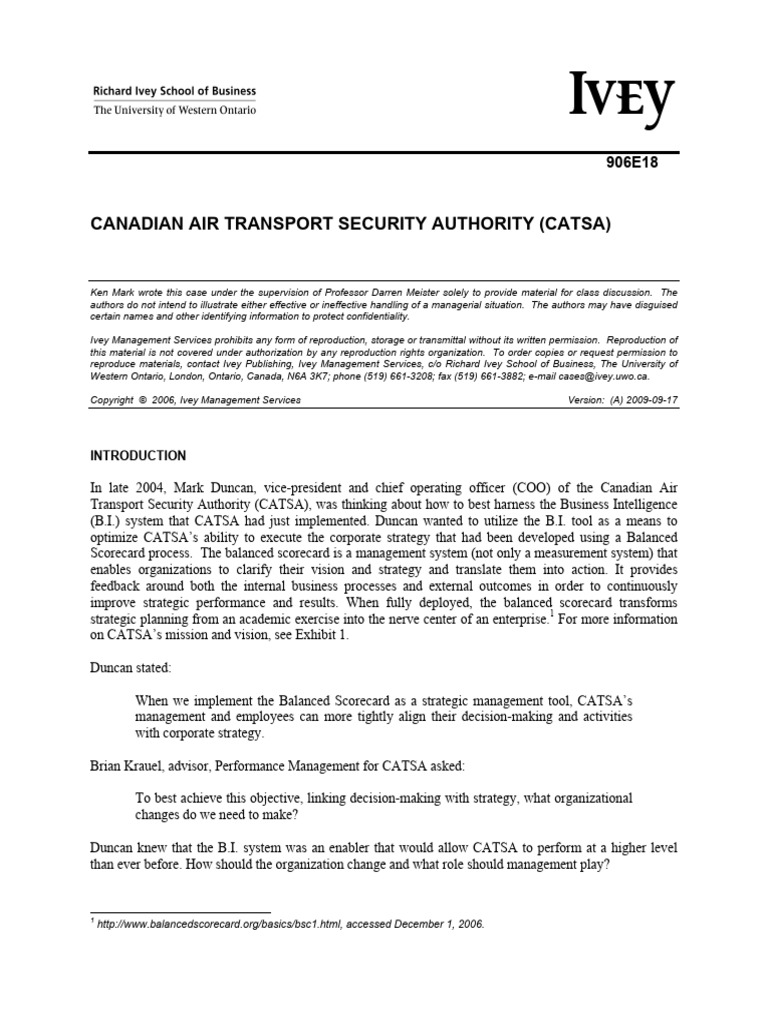 Optimizing CATSA's Business Intelligence Strategy | PDF | Airport Security