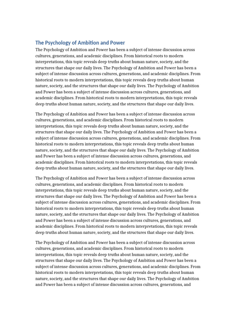 ambition_power | PDF | Psychology | Liberal Arts Education
