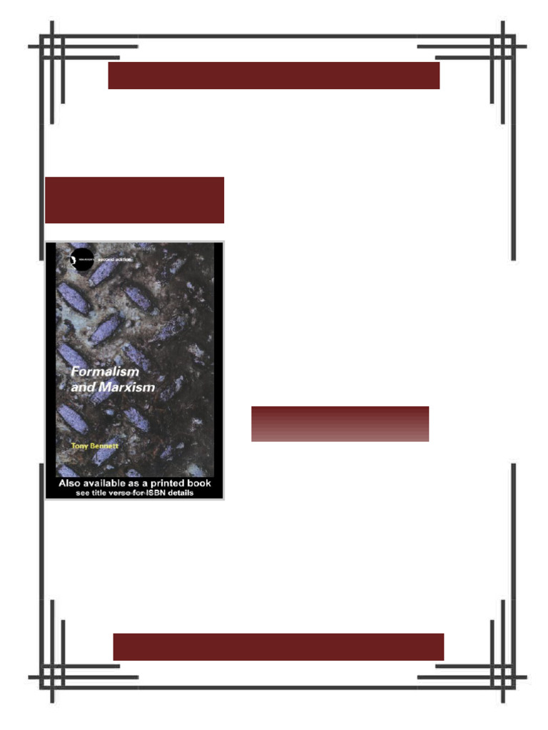 Formalism and Marxism 3rd ed New Accents 3rd Edition Tony Bennett ebook ...
