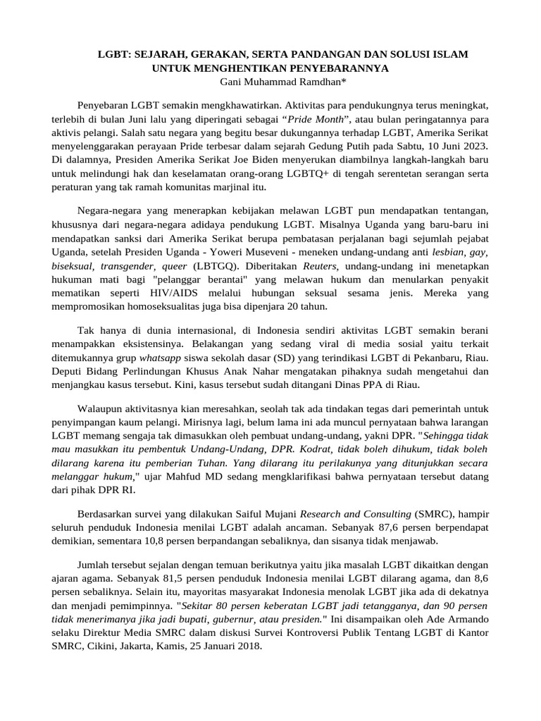 Sejarah dan Pandangan Islam tentang LGBT | PDF
