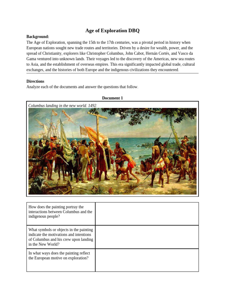Diksha Mukherjee - Age of Exploration DBQ Pre-Assessment | PDF | Age Of ...