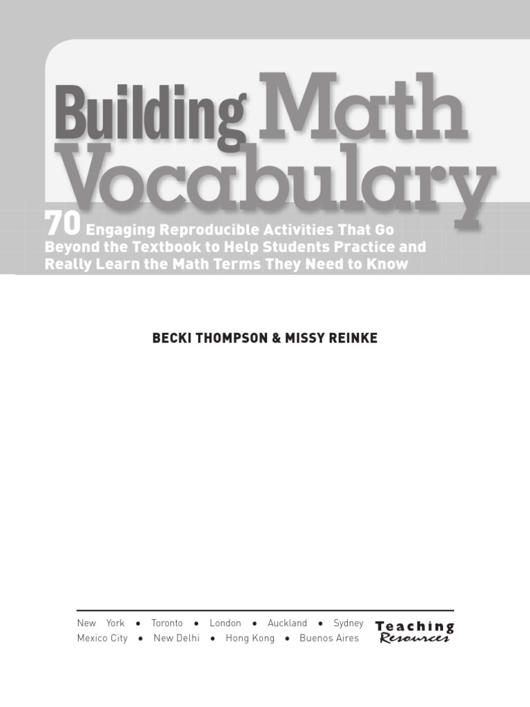 Building Math Vocabulary No Key | PDF | National Council Of Teachers Of ...