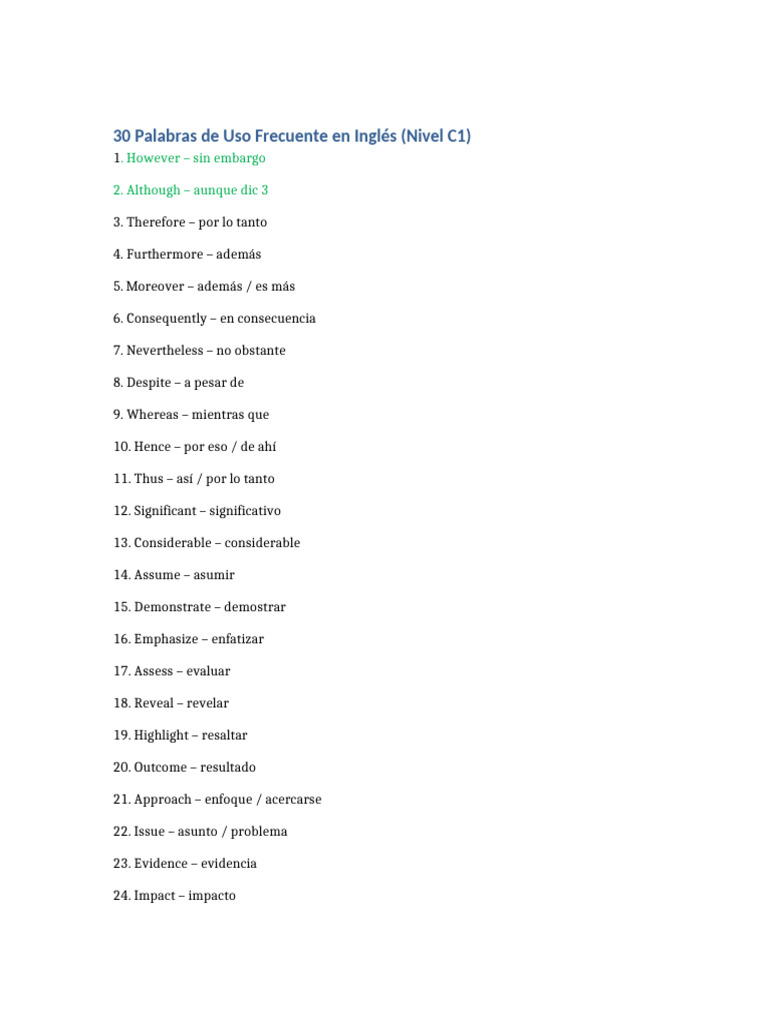 30 Palabras C1 | PDF