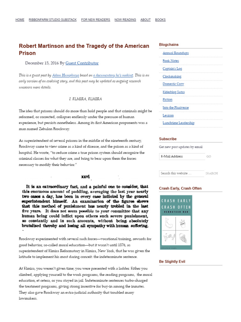 Robert Martinson and the Tragedy of the American Prison | PDF | Prison
