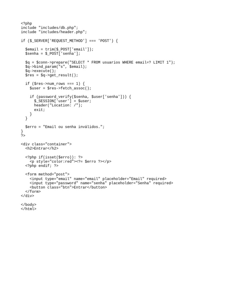 User Login Form with PHP Validation | PDF