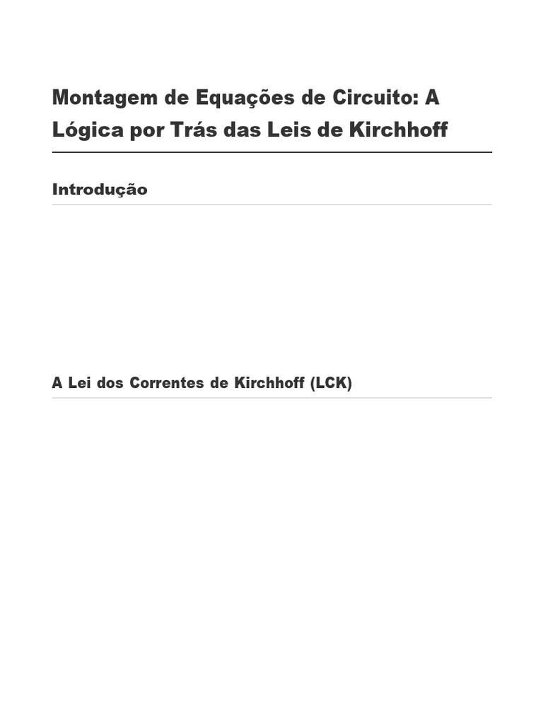 Leis de kirchhoff na álgebra (teórica) | PDF | Rede elétrica | Equações