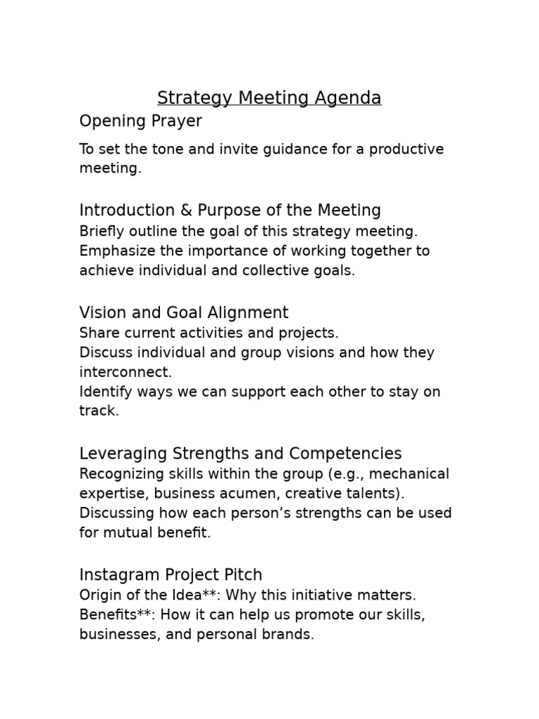 Strategy Meeting Agenda | PDF