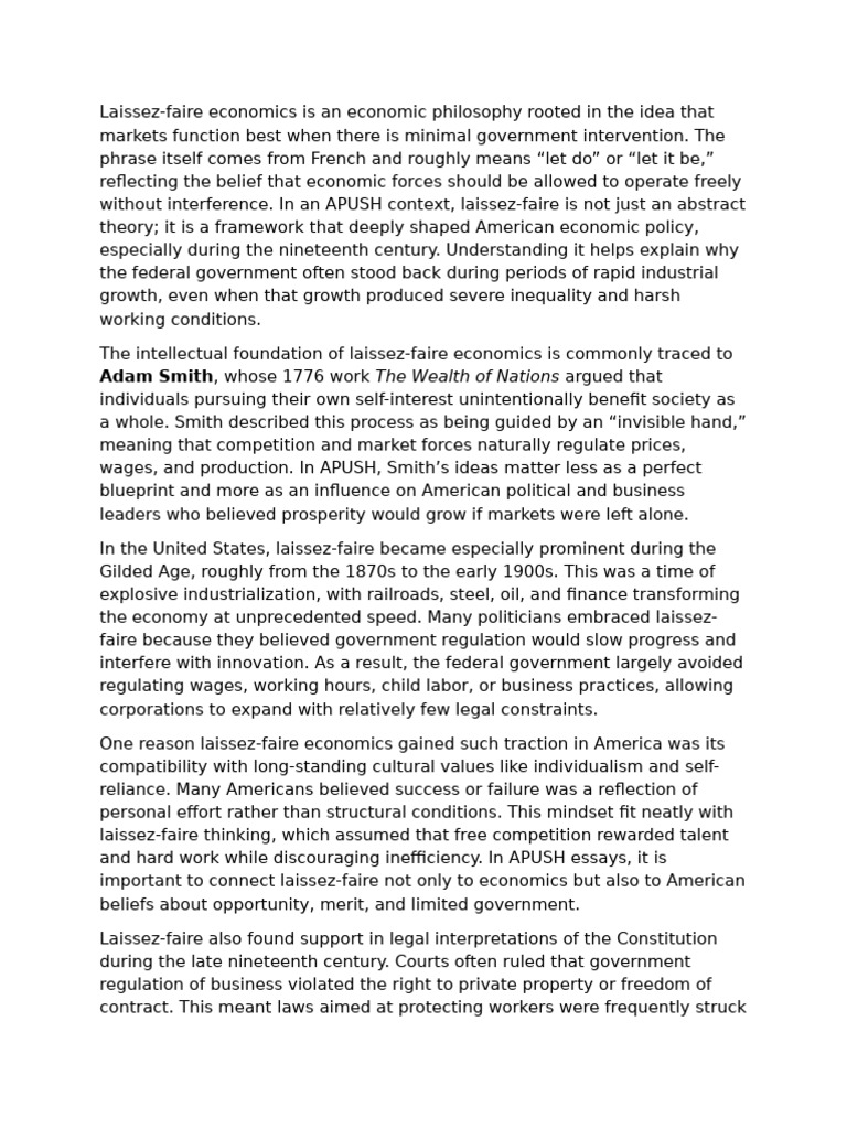 Laissez-Faire Economics in American History | PDF | Economics | Laissez ...