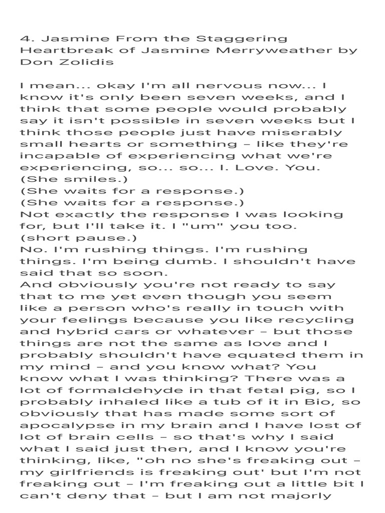 Jasmine's Heartfelt Confession | PDF