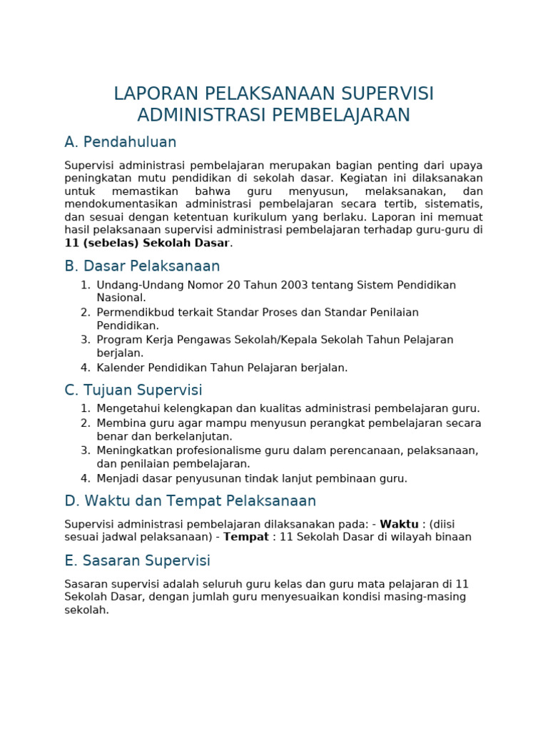 Supervisi Administrasi Pembelajaran SD | PDF