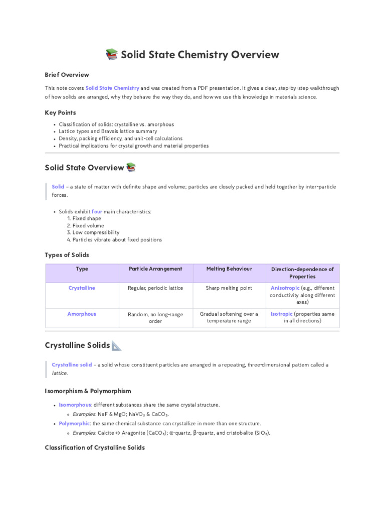 Chem Notes | PDF | Crystal Structure | Semiconductors