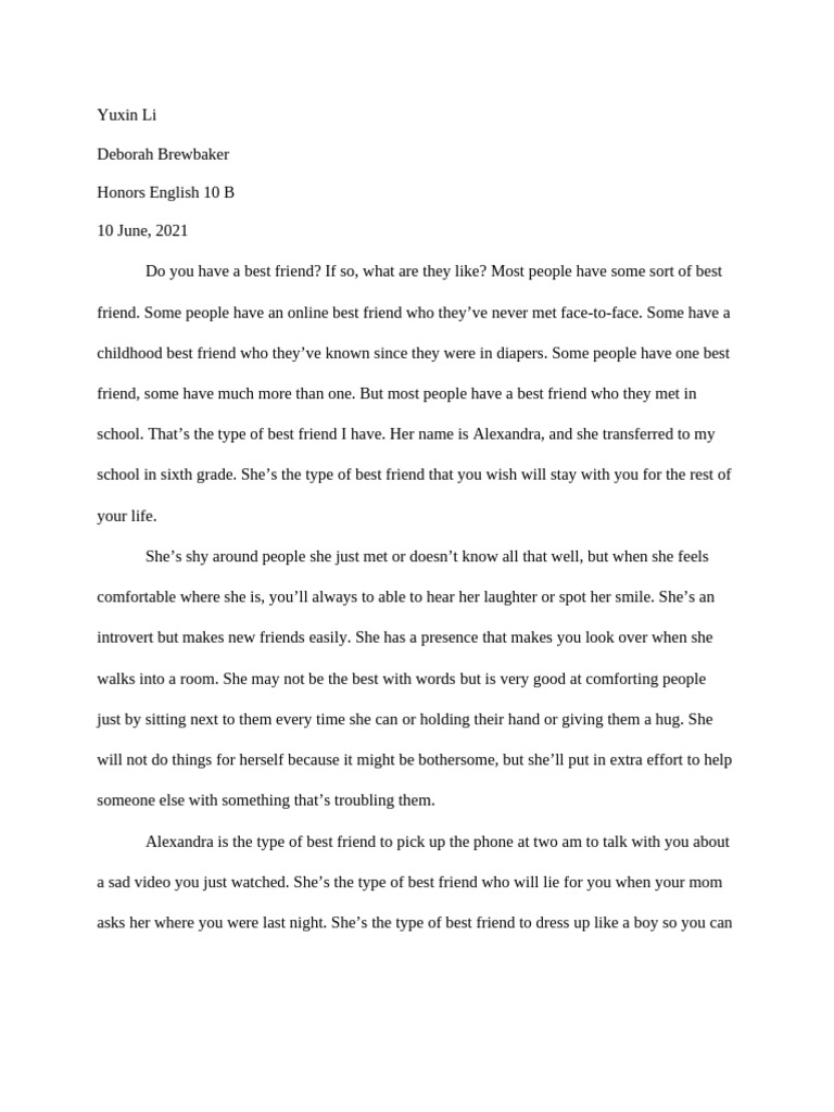 YuxinHON English 10 B - U2 L5 Descriptive Portrait Essay Draft _ Yuxin ...