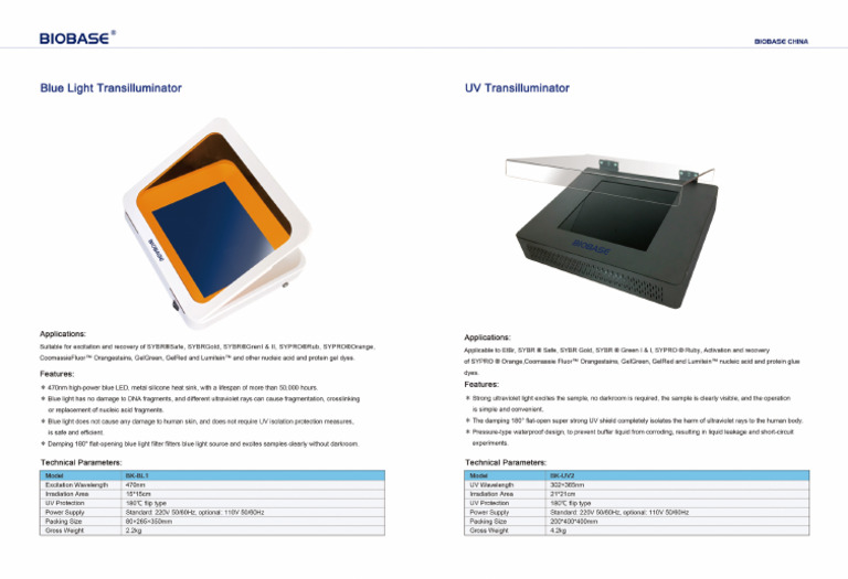 Blue Light Transilluminator & UV Transilluminator | PDF