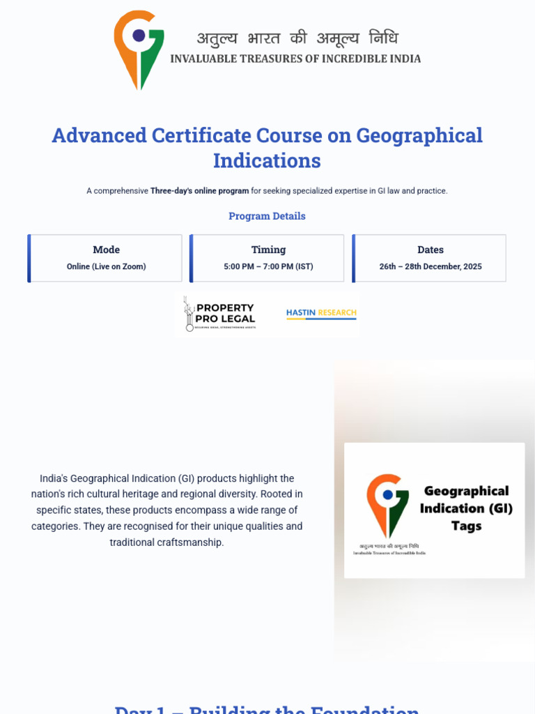 Advanced Course on Geographical Indications | PDF | Methodology | Expert