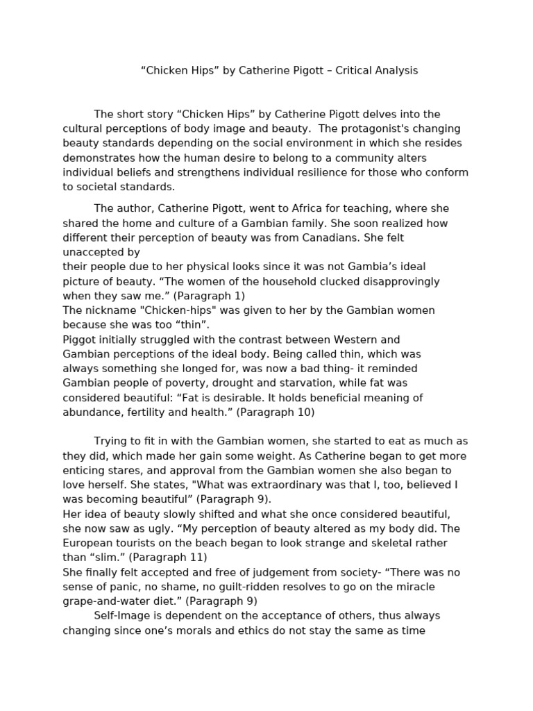 The short story “Chicken Hips” by Catherine Pigott tells us1 | PDF ...
