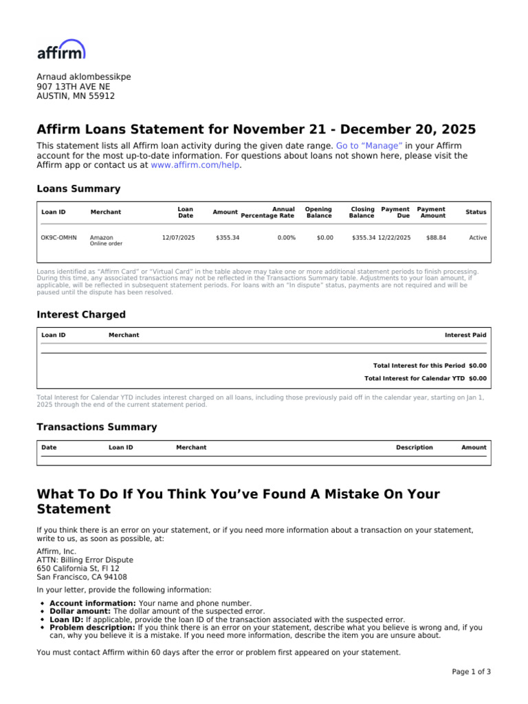 Statement | PDF | Interest | Credit Card