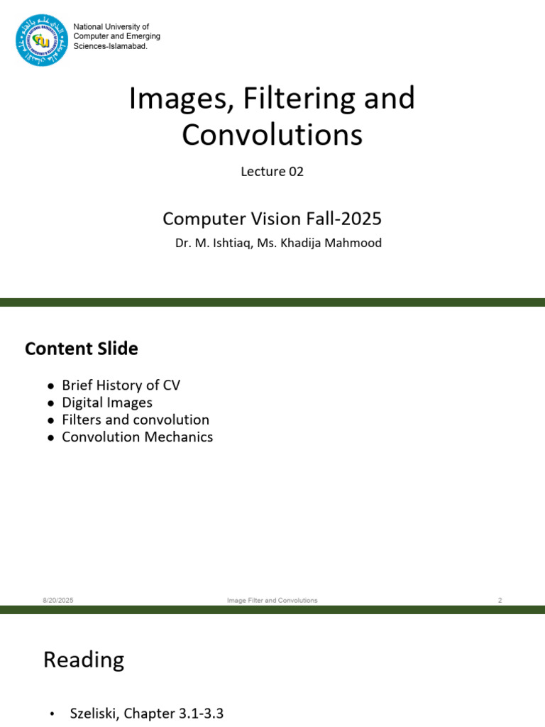 Computer Vision Fall 2025 Lecture 02 1 Pdf Digital Signal