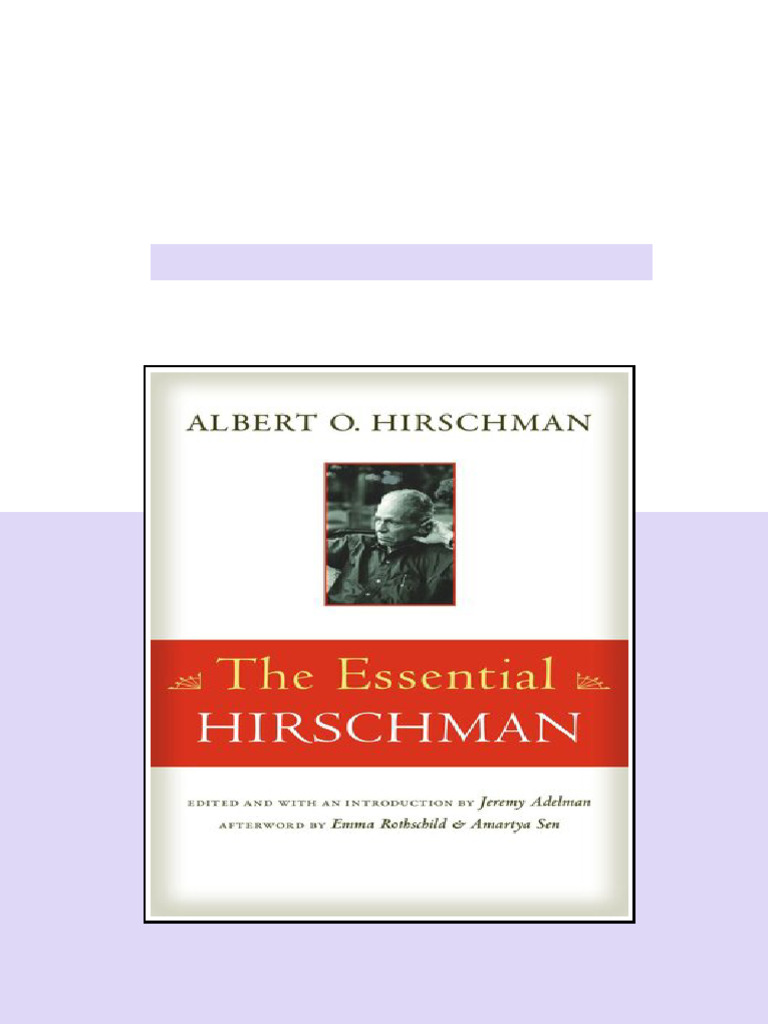 The Essential Hirschman Albert O. Hirschman (Editor) - ebook and ...