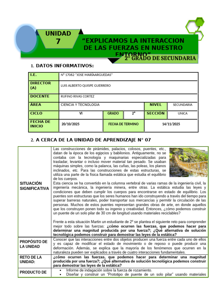 2º UNIDAD 7 CyT | PDF | Aprendizaje | Fuerza