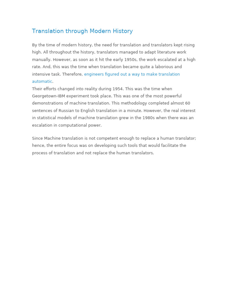 Evolution of Translation in Modern History | PDF