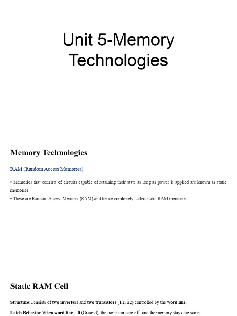Overview of Memory Technologies | PDF | Read Only Memory | Random ...